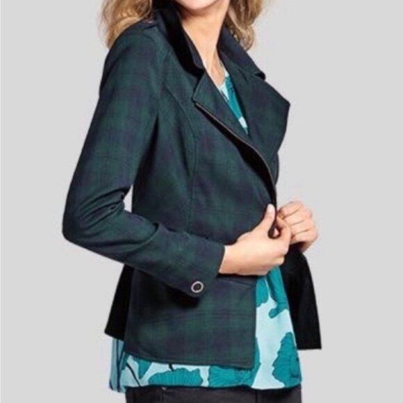 CAbi | Jackets & Coats | Cabi Black Watch Tartan Plaid Moto ...